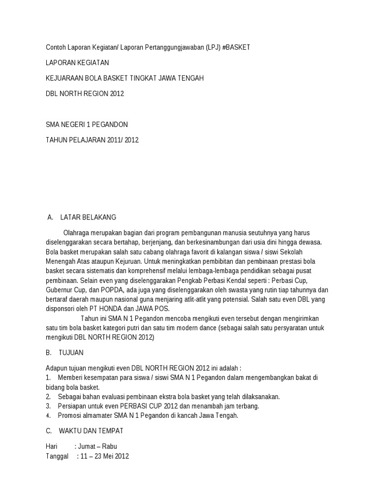 LPJ Basket | PDF | Perjalanan