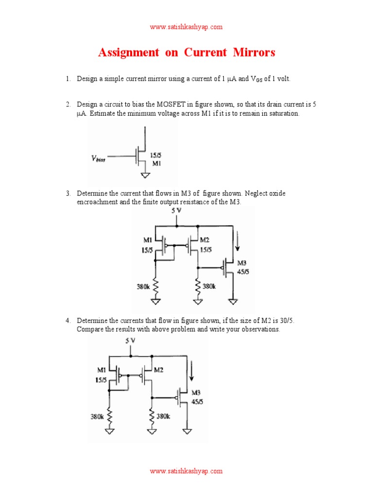 Assignment On Current Mirrors | PDF | Mosfet | Field Effect Transistor