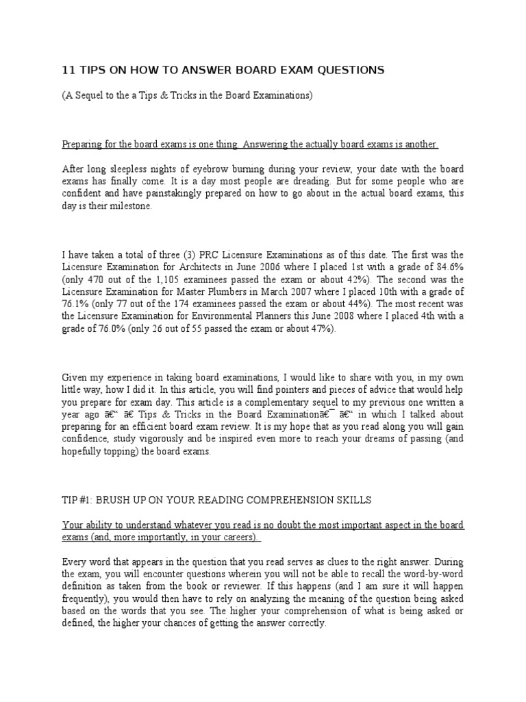 11 Tips On How To Answer Board Exam Questions | Download Free PDF ...