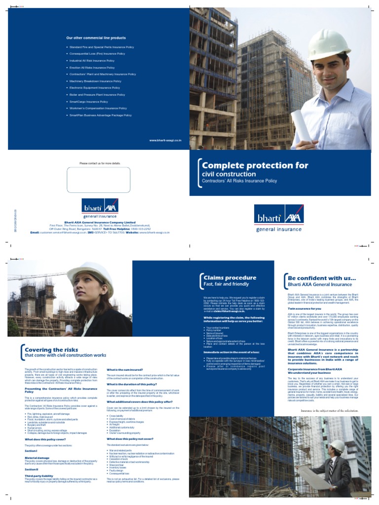 Contractors All Risk - Brochure | PDF | Insurance | Risk