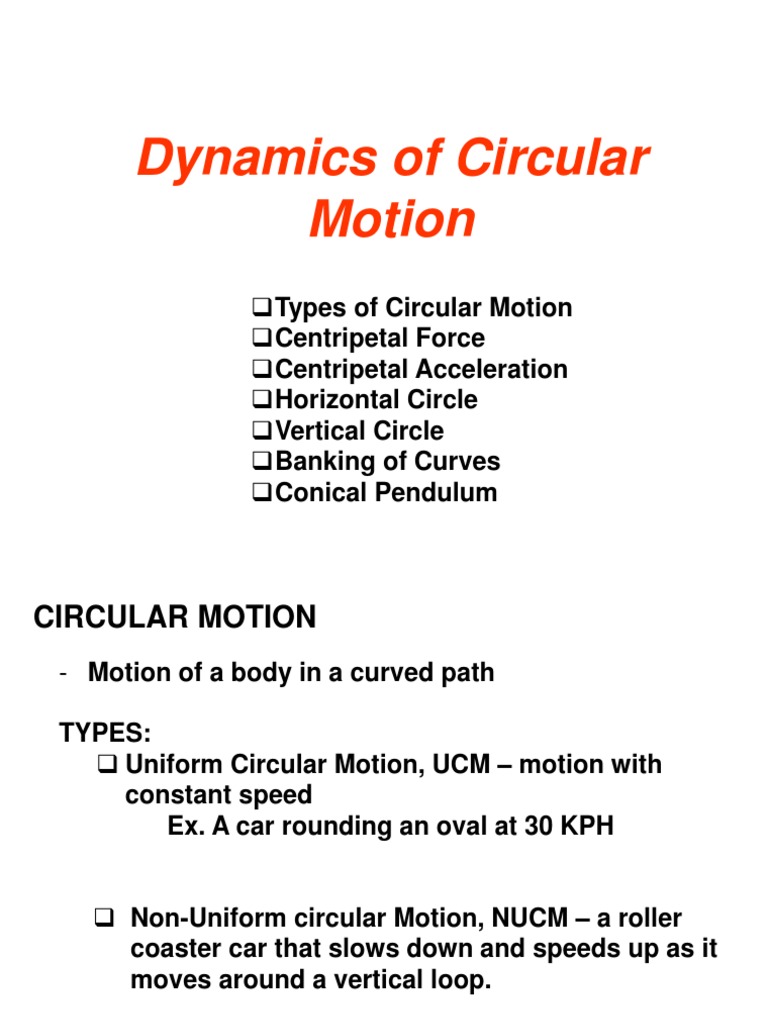 Dynamics of Circular Motion Revised 1st Term - 11 - 12 | PDF ...