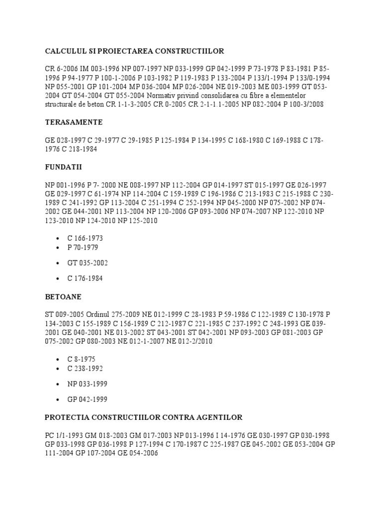 Normative CONSTRUCTII in Vigoare La 2013 | PDF