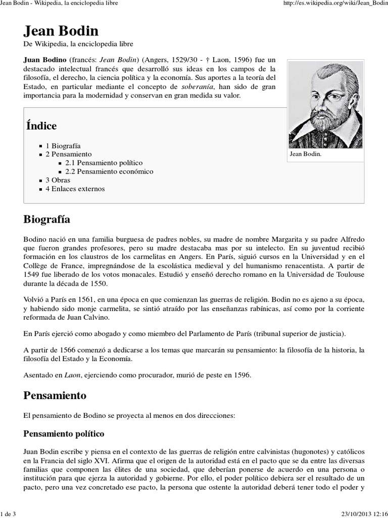 Jean Bodin: Filósofo francés y padre de la teoría moderna de la ...