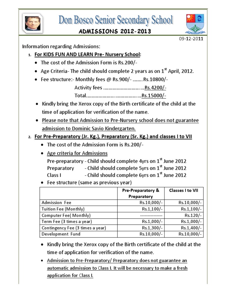 Pre-Preparatory & Preparatory Classes I To VII | PDF