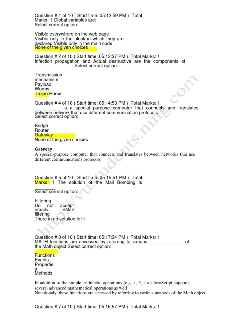CS101 Solved MCQs Alot of Solved MCQs in One File | PDF | File Transfer Protocol | Computer Network