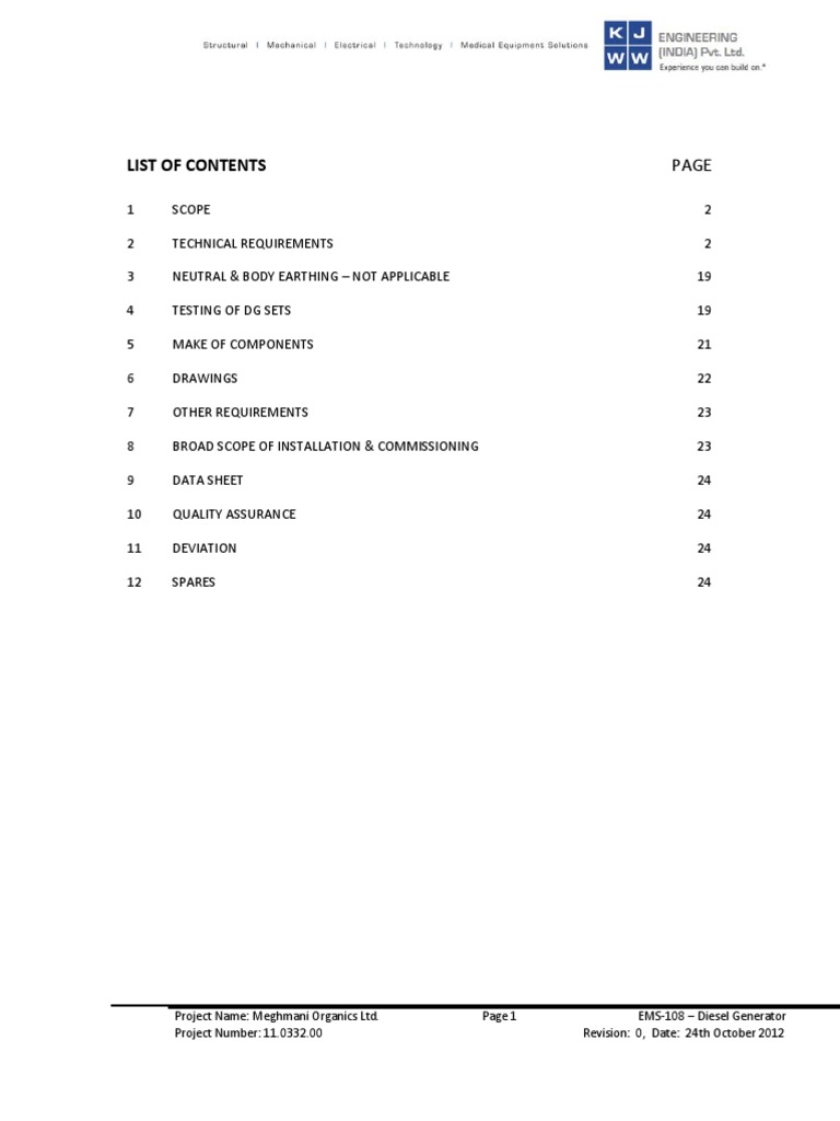 DG Set - Rev 0 | PDF | Relay | Diesel Engine