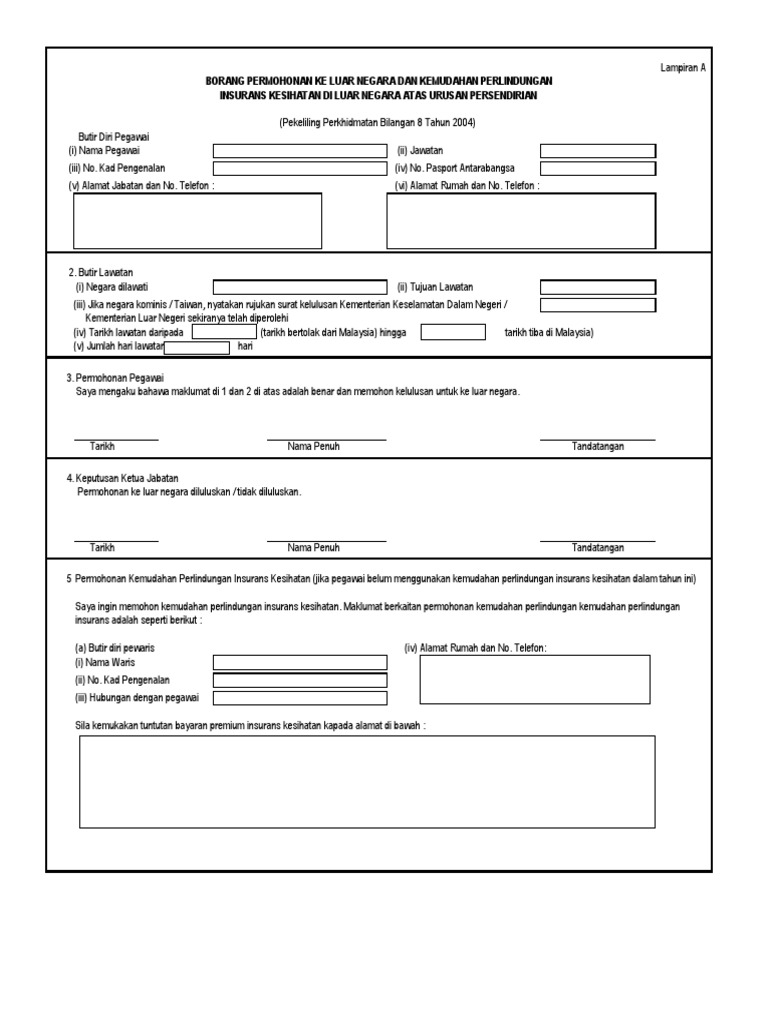 Borang Perubahan Tarikh Dan Pembatalan Insuran - Lampiran B | PDF