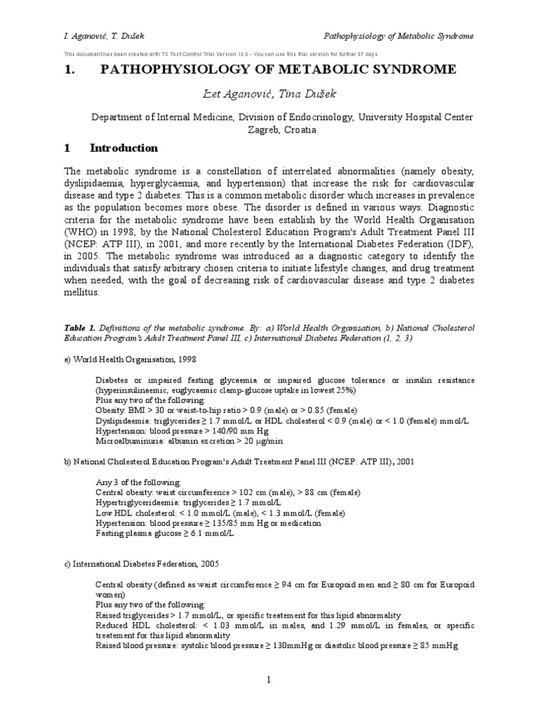 Pathophysiology of Metabolic Syndrome | PDF | Metabolic Syndrome ...