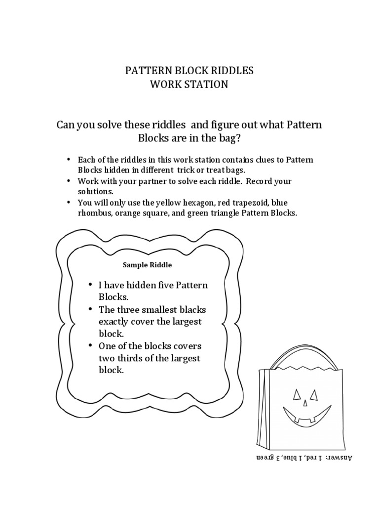 Pattern Block Riddles | Geometry | Elementary Geometry