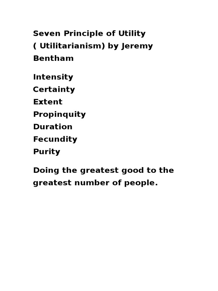 Seven Principle of Utility | PDF | Utilitarianism | Pleasure