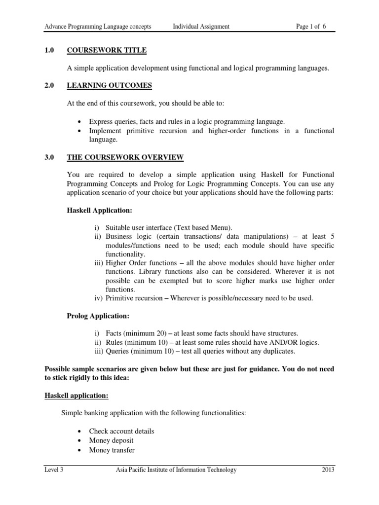 APLC AssignmentQuestion | PDF | Functional Programming | Computer Programming