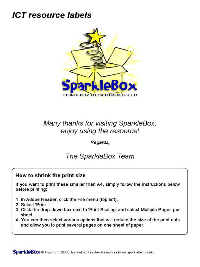 Ict Resource Labels: Many Thanks For Visiting Sparklebox, Enjoy Using ...