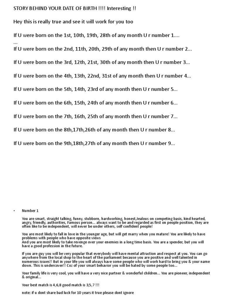 Story Behind Your Date of Birth | PDF | Self-Improvement