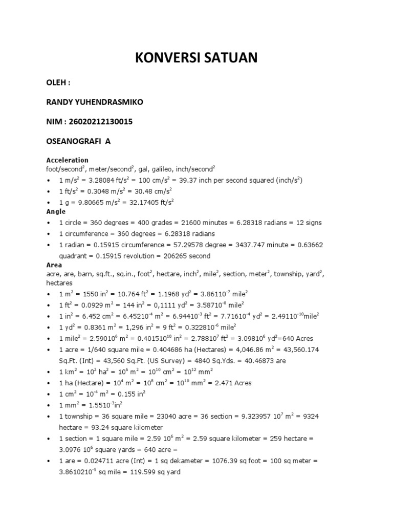 Konversi Satuan | PDF | Gallon | Horsepower