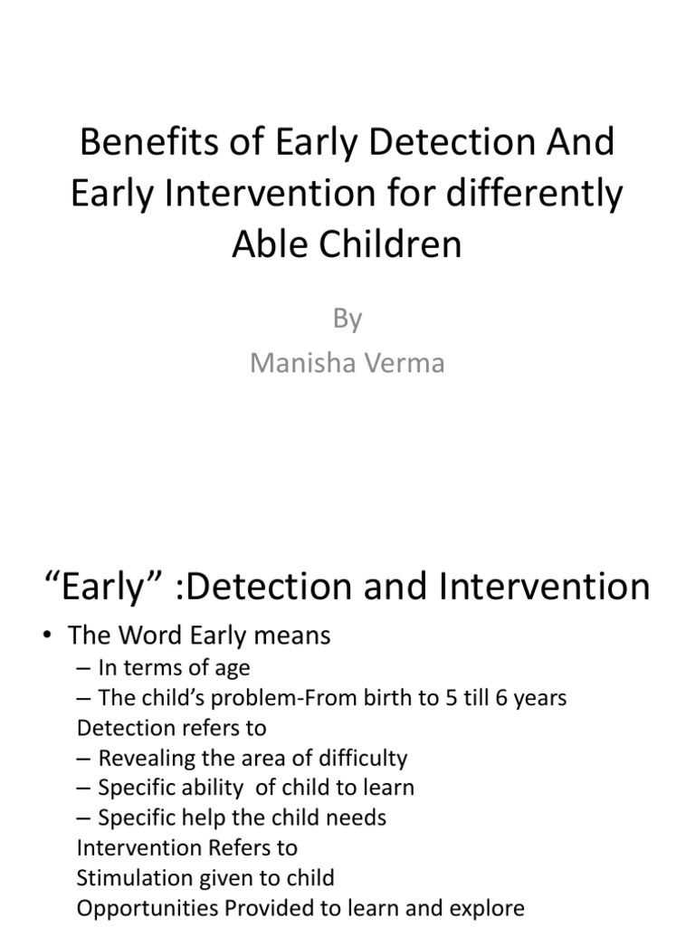 Benefits of Early Detection and Early Intervention For | PDF | Sibling ...