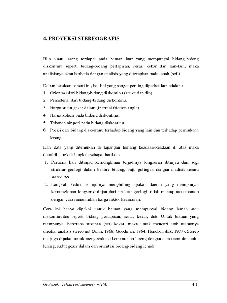 ANALISIS STRUKTUR GEOLOGI DAN STABILITAS LERENG MENGGUNAKAN PROYEKSI ...
