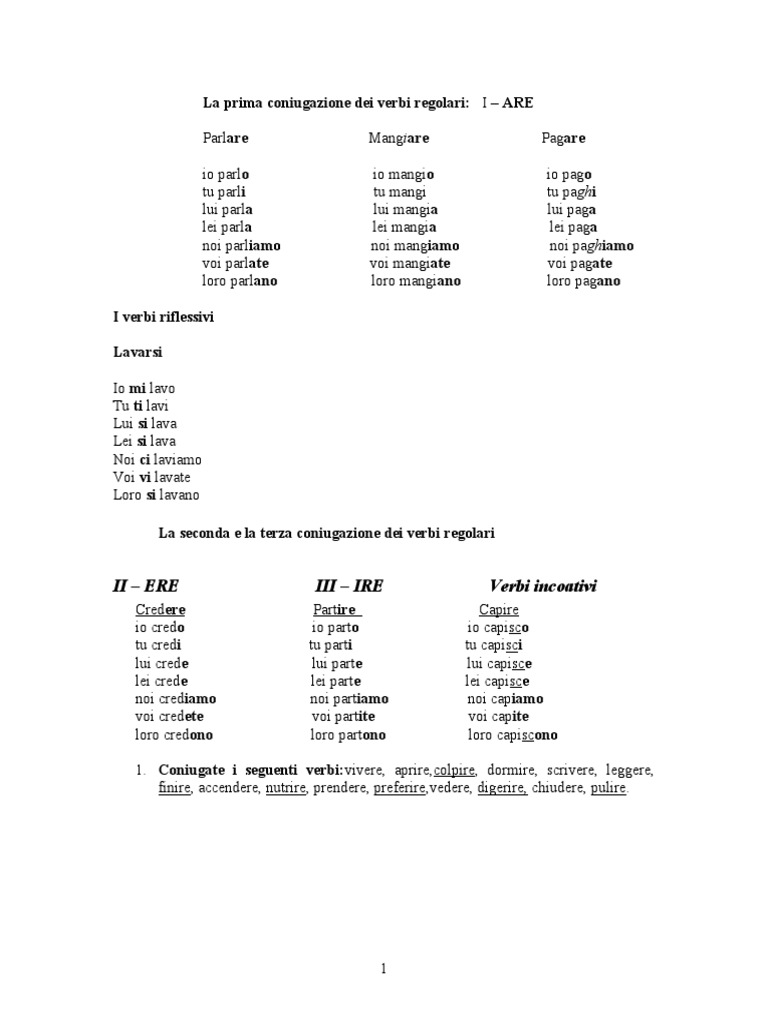 Verbele in Limba Italiana | PDF