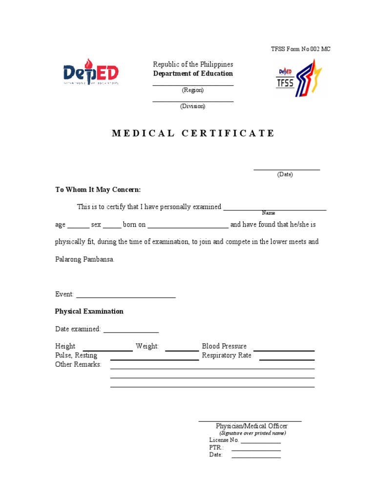Medical Certification Form Template | PDF