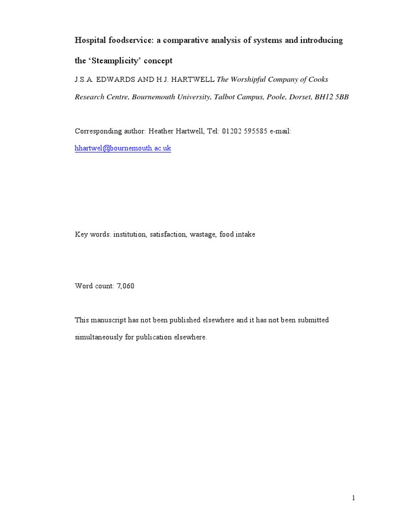 Hospital Food Service - Steamplicity 3 | PDF | Entrée | Foods