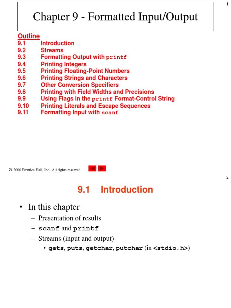 Chapter 9 - Formatted Input/Output: Outline | PDF | Pointer (Computer ... Chapter 9 - Formatted Input/Output: Outline | PDF | Pointer (Computer ...