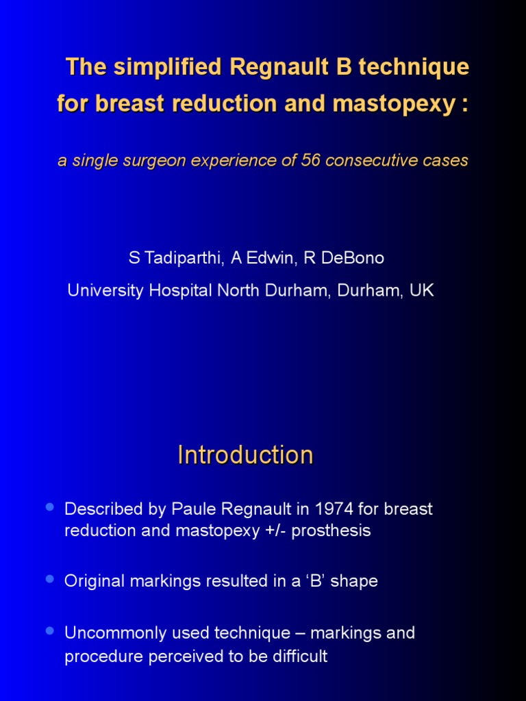 Breast Reduction and Mastopexy - Regnault B BAPS Presentation | PDF ...