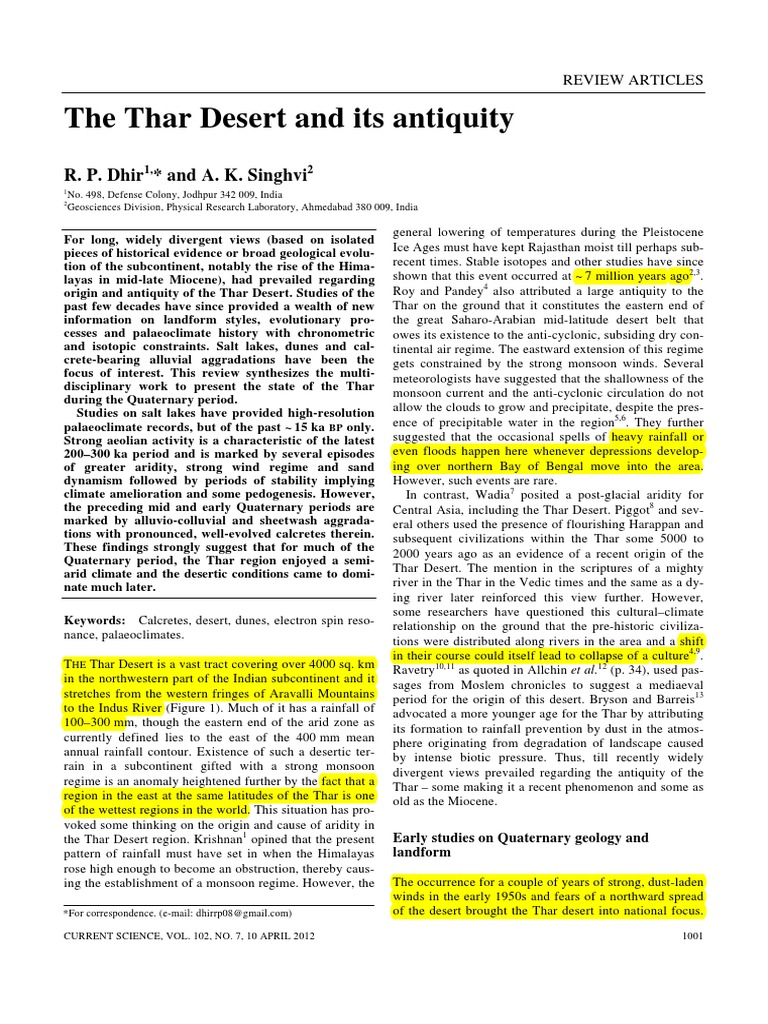 thar desert.pdf | Desert | Monsoon