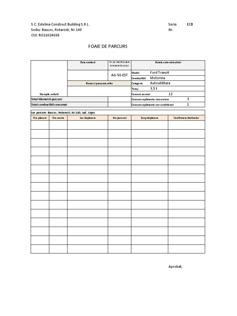 Foaie de Parcurs Goala | PDF