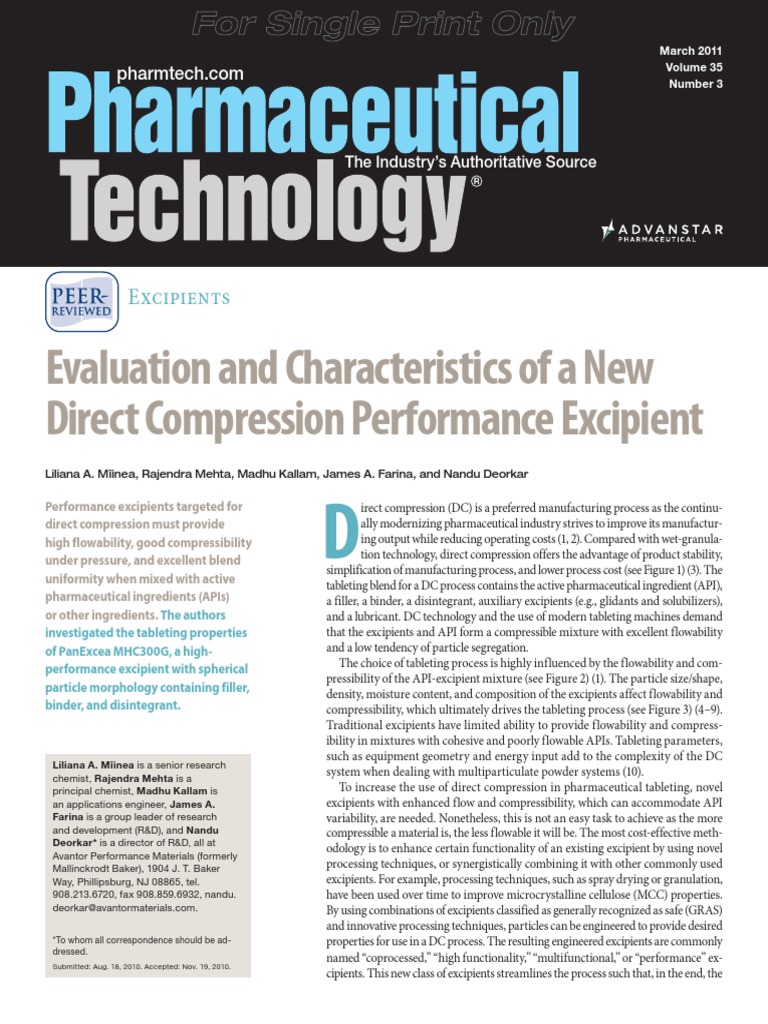 Pharm - Tech Article March 2011 | PDF | Tablet (Pharmacy) | Particle ...