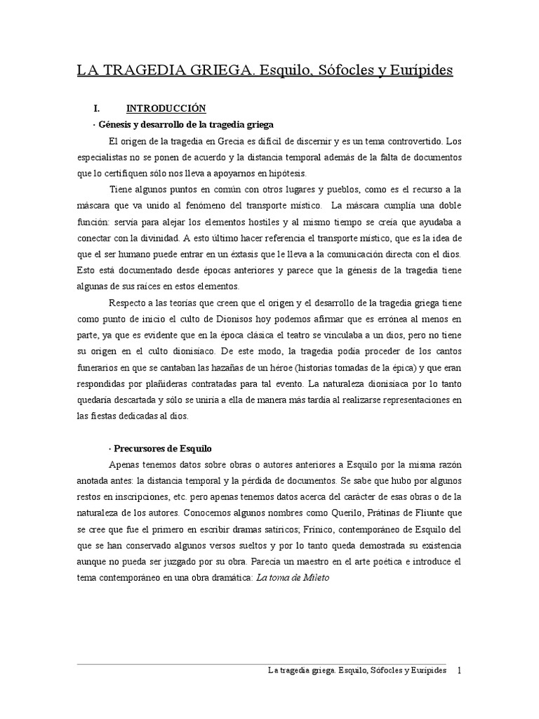 La Tragedia Griega. Esquilo, Sófocles y Eurípides | PDF | Tragedia ...
