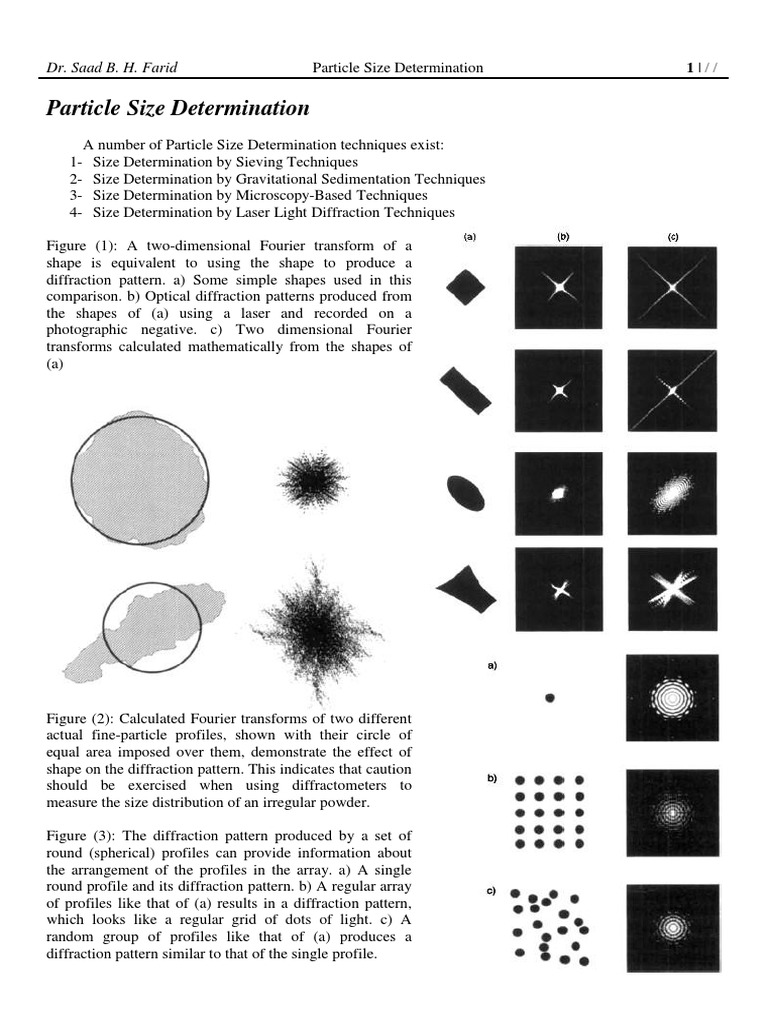 Particle Size Determination Techniques | PDF | Diffraction | Optics