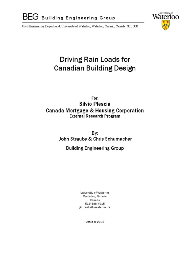 Driving Rain Loads For Canadian Building Design | PDF | Drop (Liquid ...