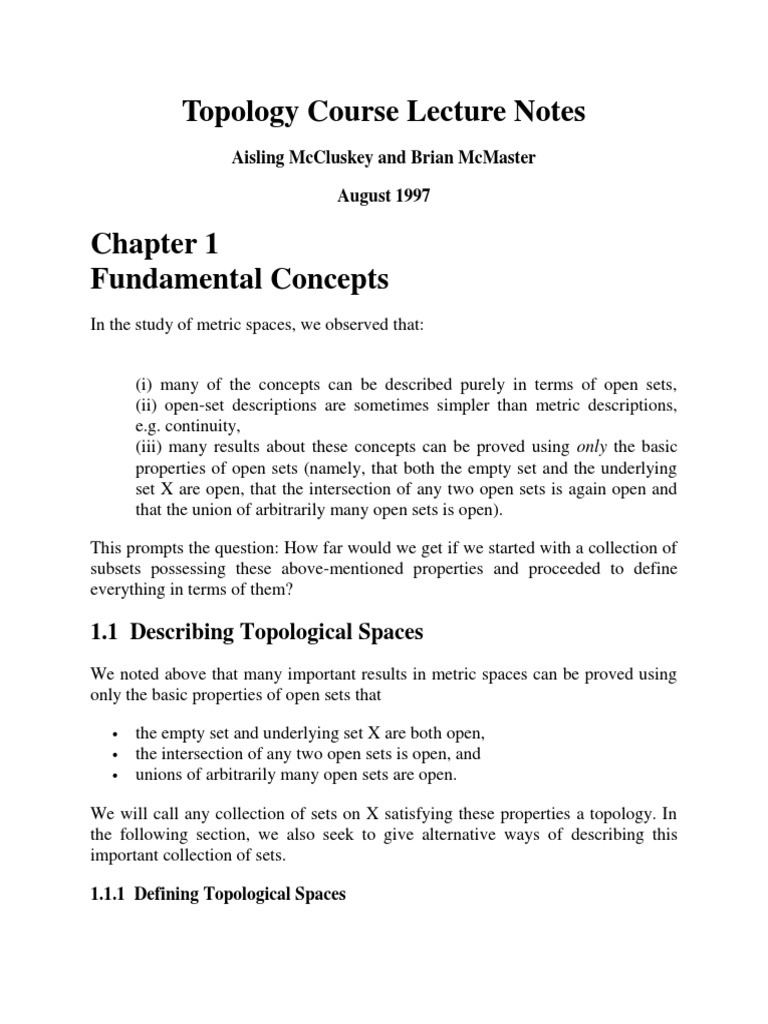 Topology Course Lecture Notes | PDF | Compact Space | Continuous Function