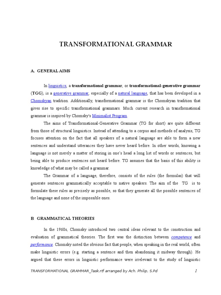 Understanding Transformational Grammar Pdf Phrase Syntax