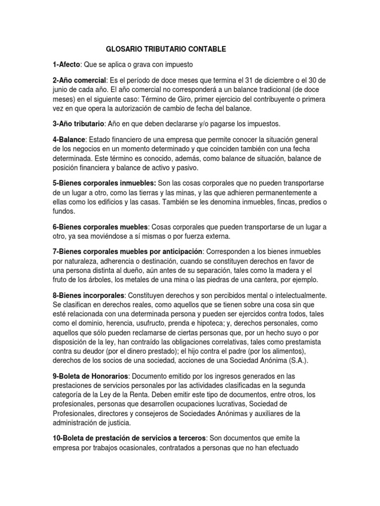 Glosario Tributario Contable | PDF
