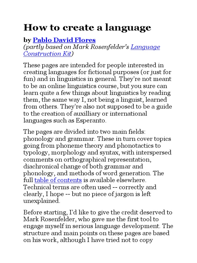 How To Create A Language | PDF | Stress (Linguistics) | Tone (Linguistics)