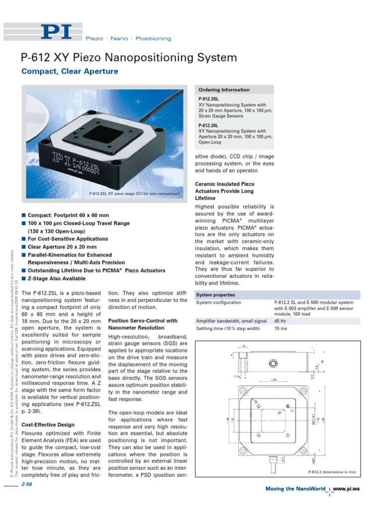 P612 Datasheet | PDF | Piezoelectricity | Control Theory