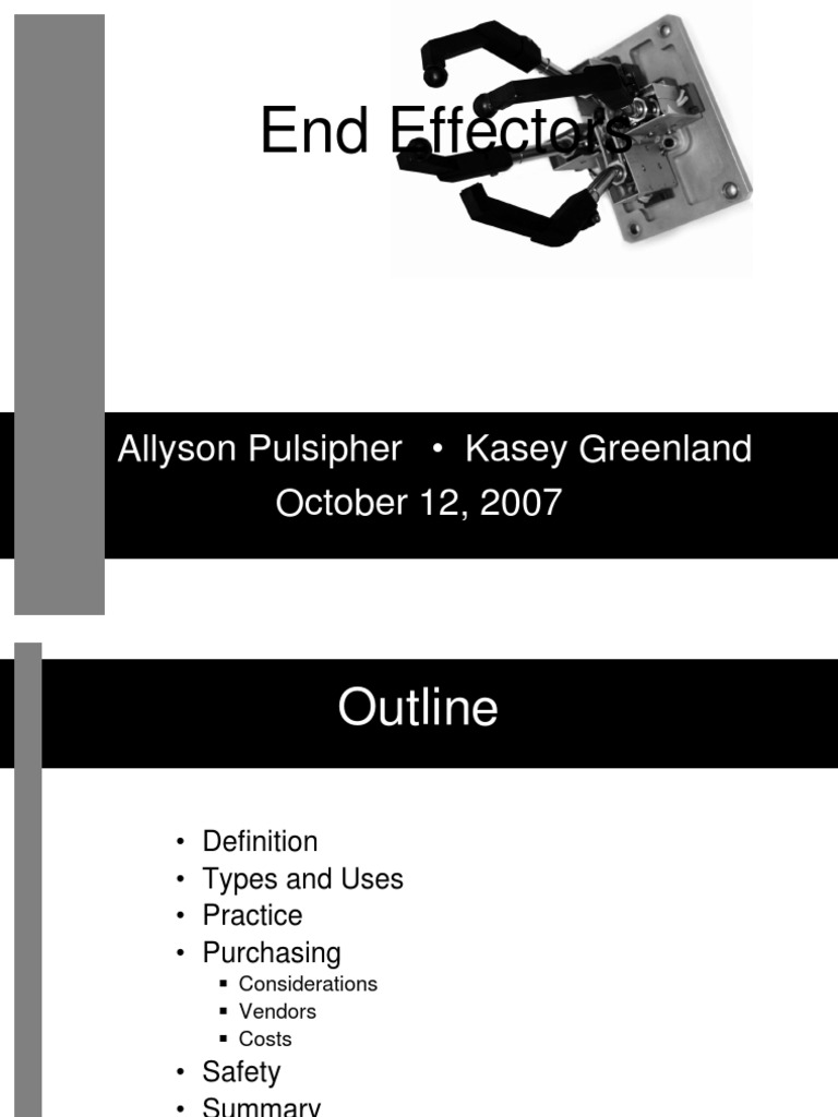 Types and Uses of End Effectors | PDF
