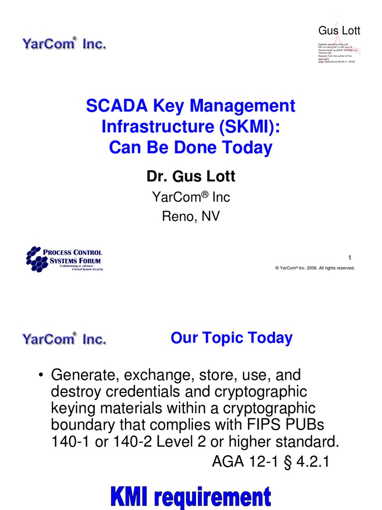 Scada Key Management Infrastructure-Lott | PDF | Scada | Electrical ...