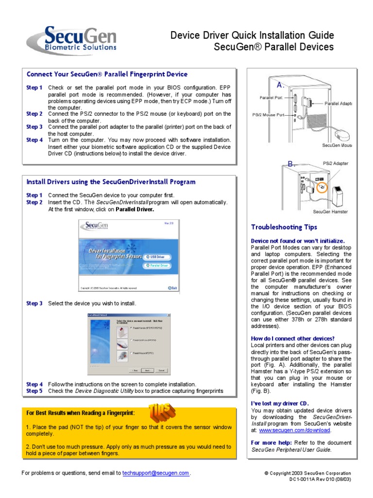 Device Driver Quick Installation Guide Secugen® Parallel Devices | PDF ...