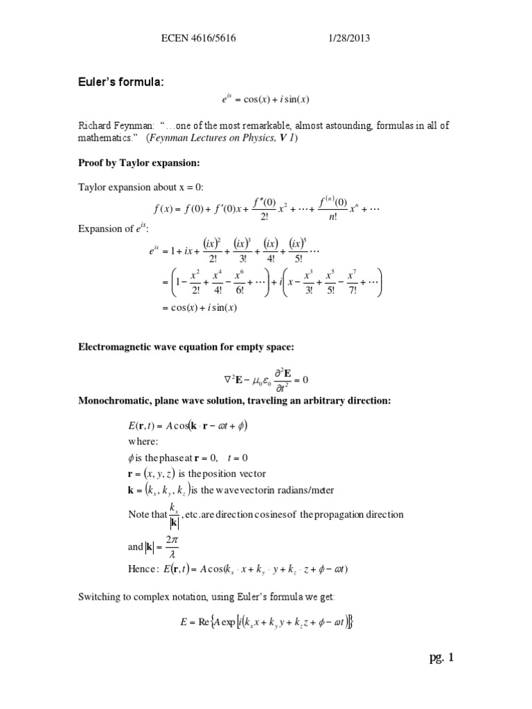 Understanding Euler's Formula and Wave Equations | PDF | Waves ...