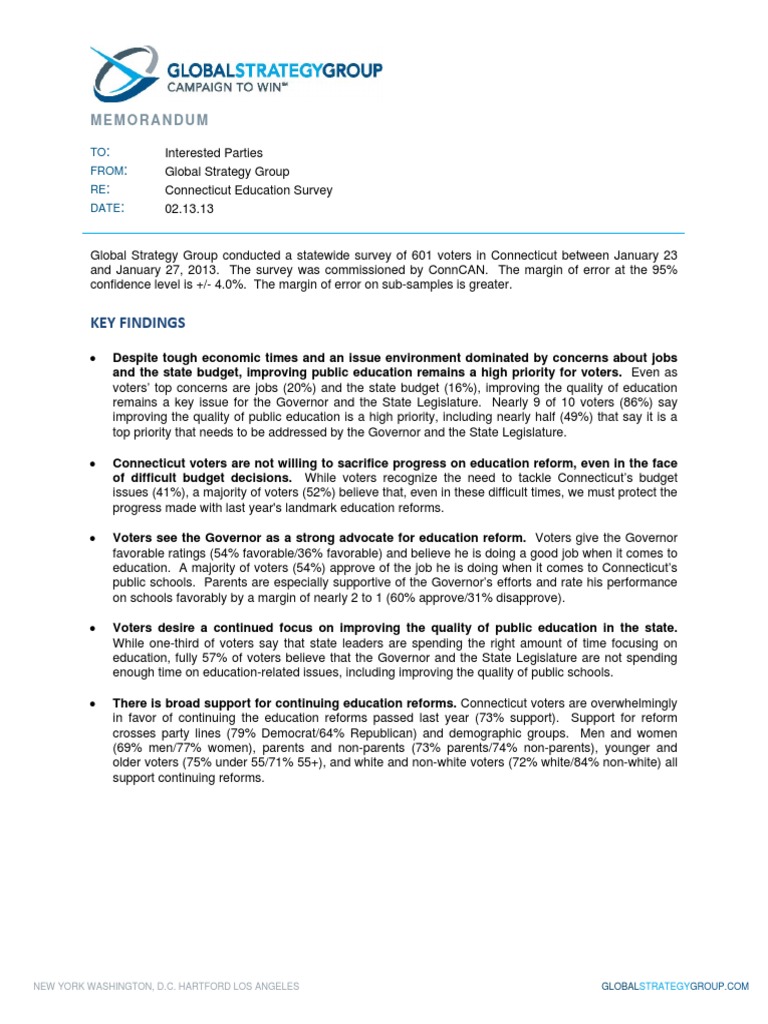 2013 Connecticut Education Survey | PDF | Education Reform | Connecticut