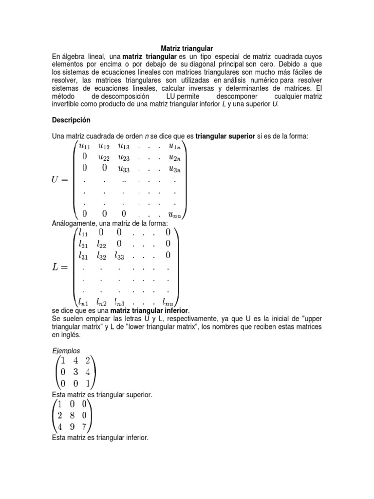 Matriz Triangular | Matriz (Matemáticas) | Relaciones matematicas