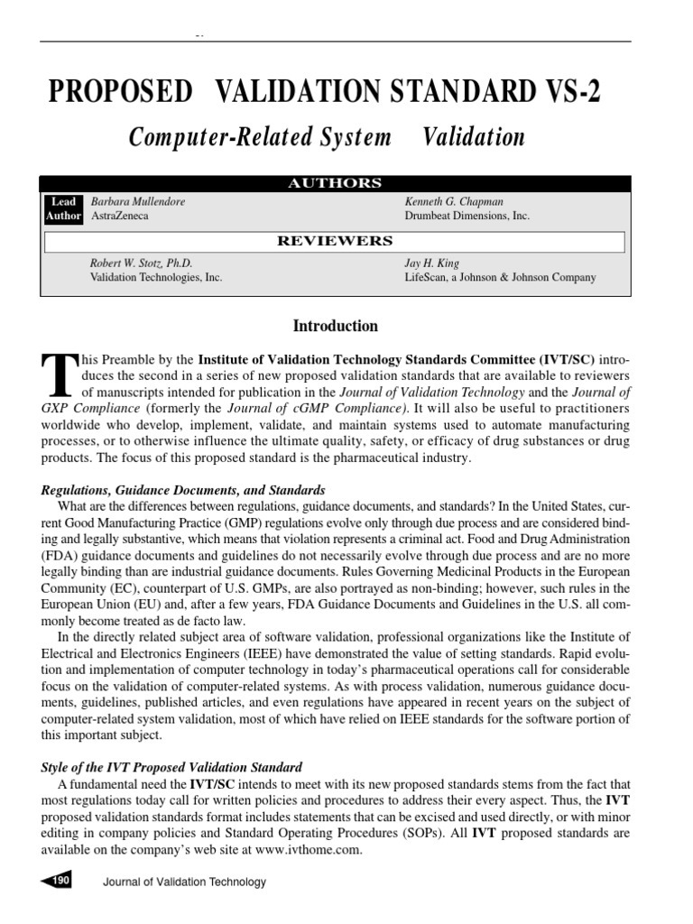 Computer Validation Standards | Verification And Validation ...