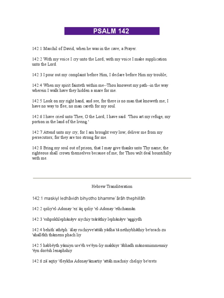Psalm 142 | PDF | Poetry