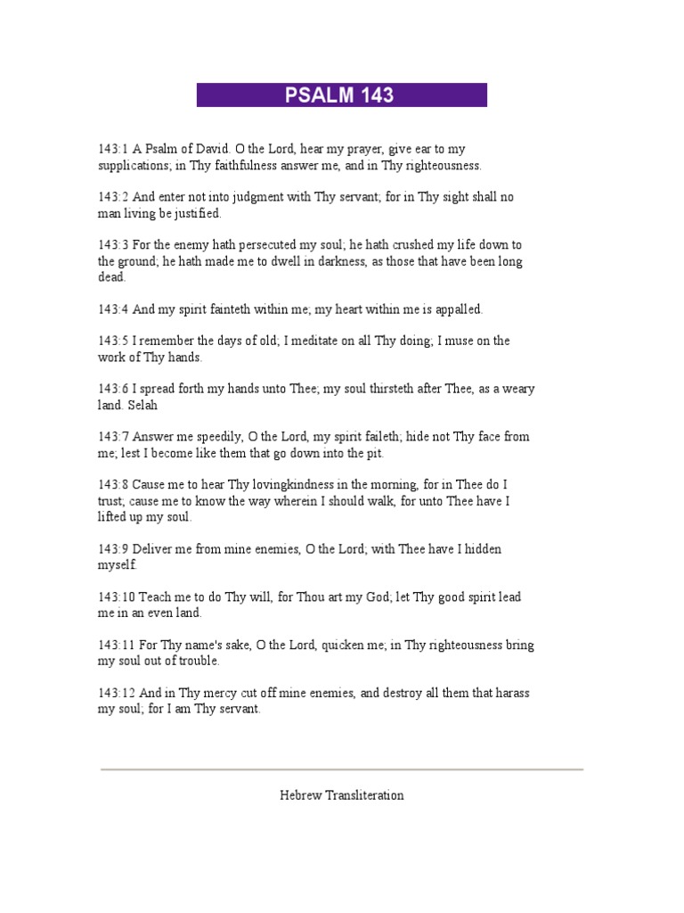 Psalm 143 | PDF | Thou | Names Of God In Judaism