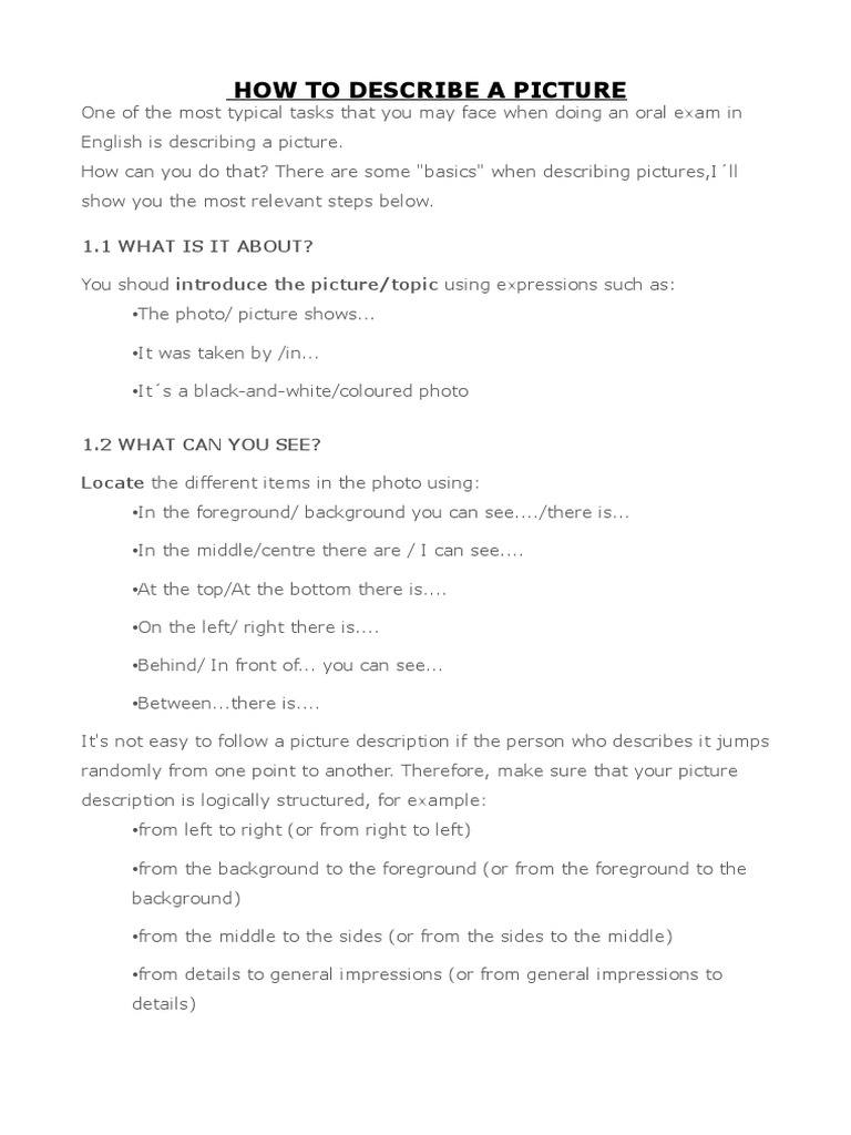 How to Describe a Picture Effectively | PDF | Language Arts & Discipline