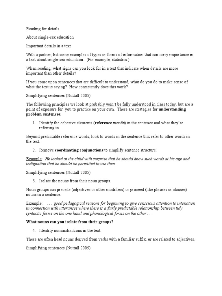 Reading For Details - NOTES | PDF | Sentence (Linguistics) | Verb