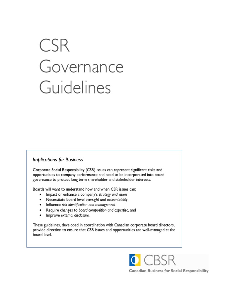 Governance Guidelines | PDF | Corporate Social Responsibility | Governance