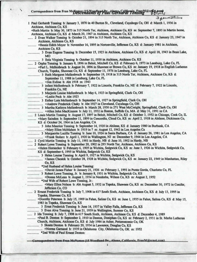 Tonsing Family Genealogy Records | PDF