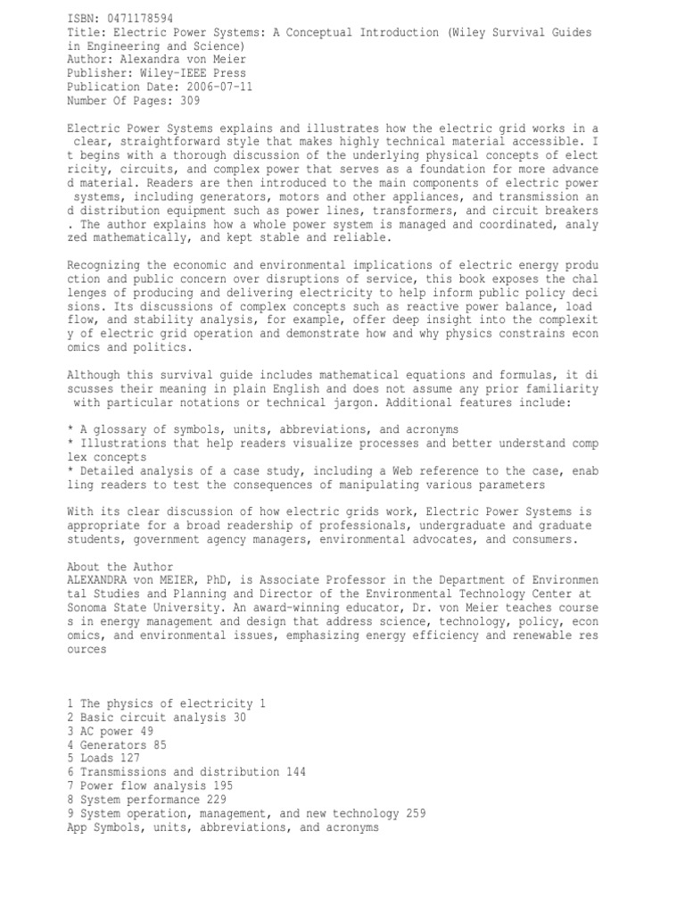 Electric Power Systems | PDF | Electric Power System | Electric Power ...